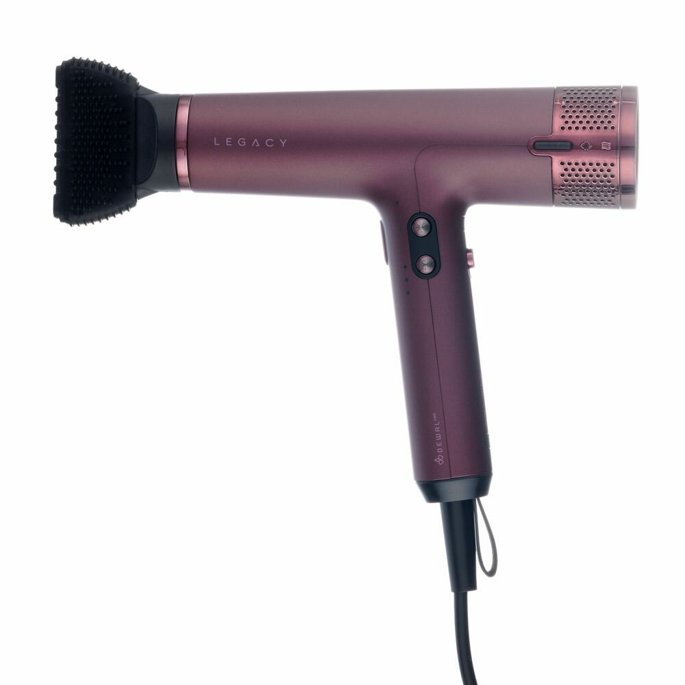 Фен для волос профессиональный DEWAL Pro серия LEGACY Bordo, ионизация, мощность 1700 Вт, бесщеточный мотор, 2 насадки + диффузор, провод 3 м, бордовый