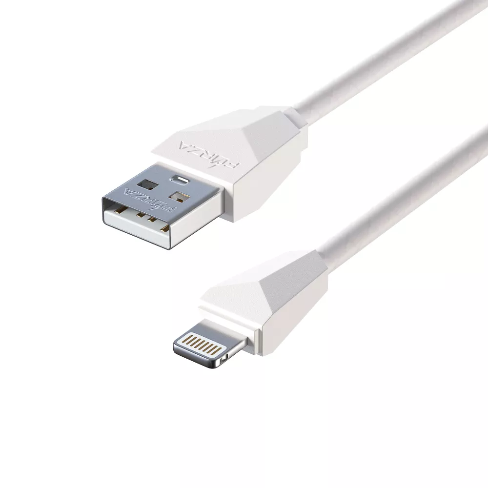 Кабель USB FORZA iPhone5/6/7 IOS Lighting , 1A, 1 метр, прорезиненный, голубой, красный, черный, белый, сиреневый