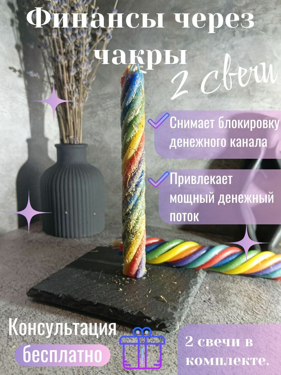 Магическая свеча Скрутка Финансы через чакры