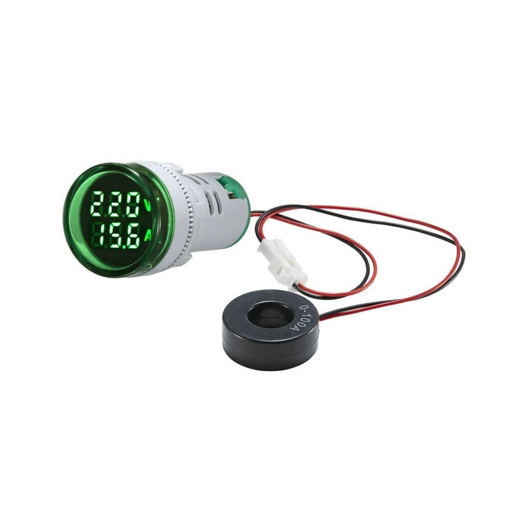 GlintDeer Цифровой вольтметр-амперметр AC 50-500V 0-100A Green-Round