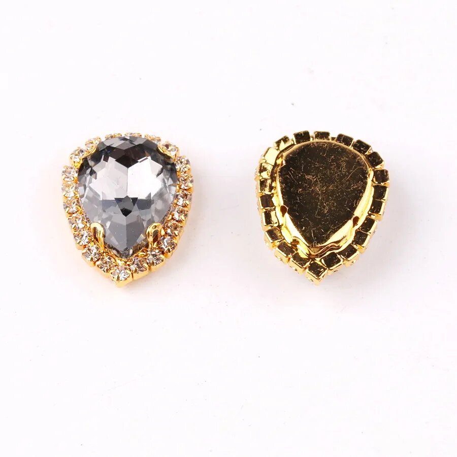 Кристаллы стеклянные капля воды 20x30mm, цвет A3 Black diamond, 10шт