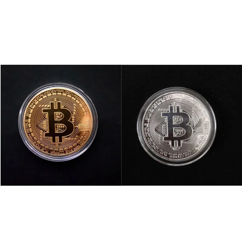 Коллекционная позолоченная монета Bitcoin Casascius Gold Silver shell