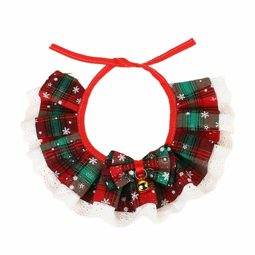 Рождественский ошейник для кошек и собак, Красная и зеленая сетка - M