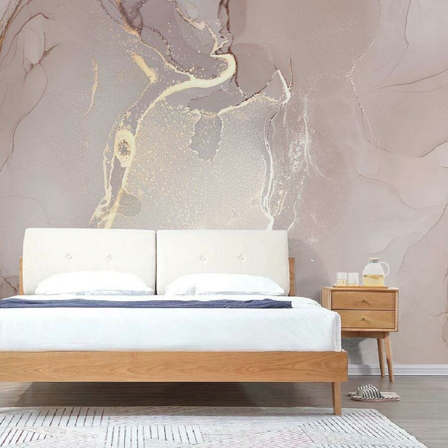 Фотообои Флюид арт с золотом 9-1519-S-Флок 270 x 200 см (ВхШ) Бесшовные, флизелиновые, влагостойкие обои MasterFresok