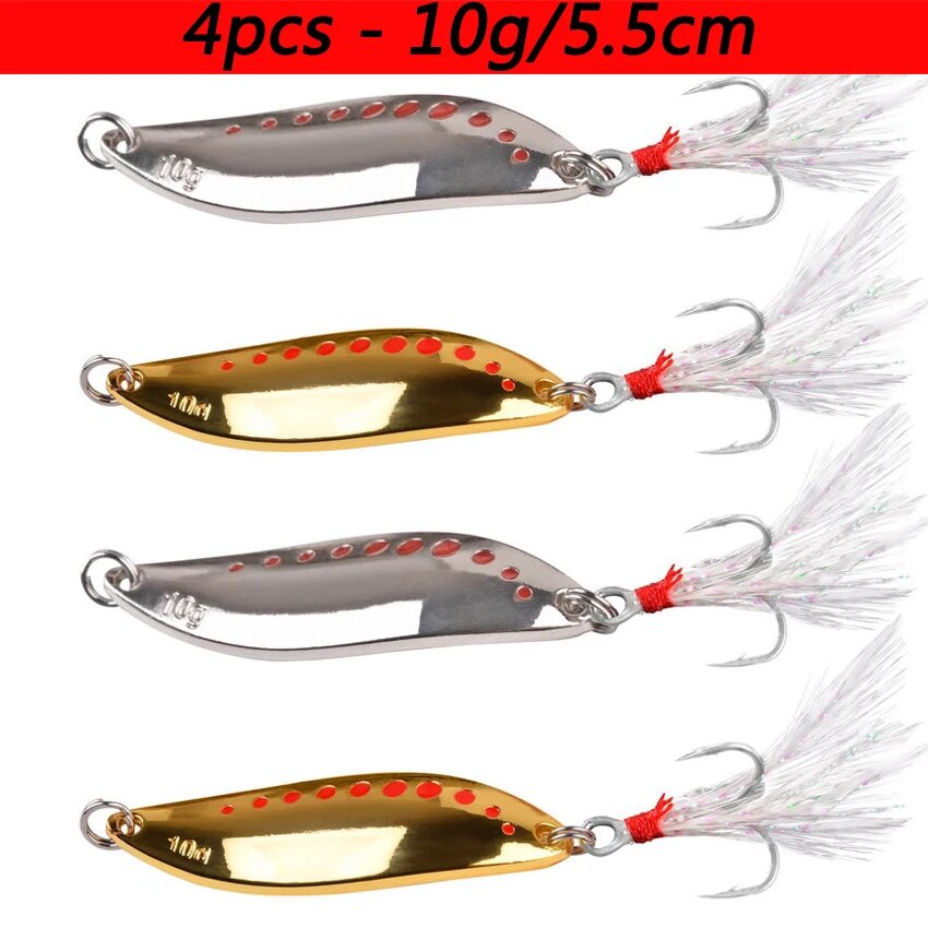 4 шт, металлические блесны Vib Leech, золотые и серебряные, 2,5-25 г 4pcs-10g