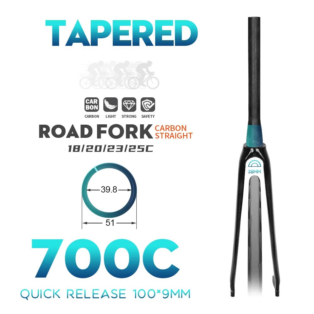 DODICI FK05 вилка из углерода для шоссе 700C 28.6 мм Tapered QR