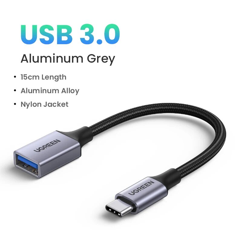 Ugreen USB 3.0 Type-C кабель, 15 см, серый
