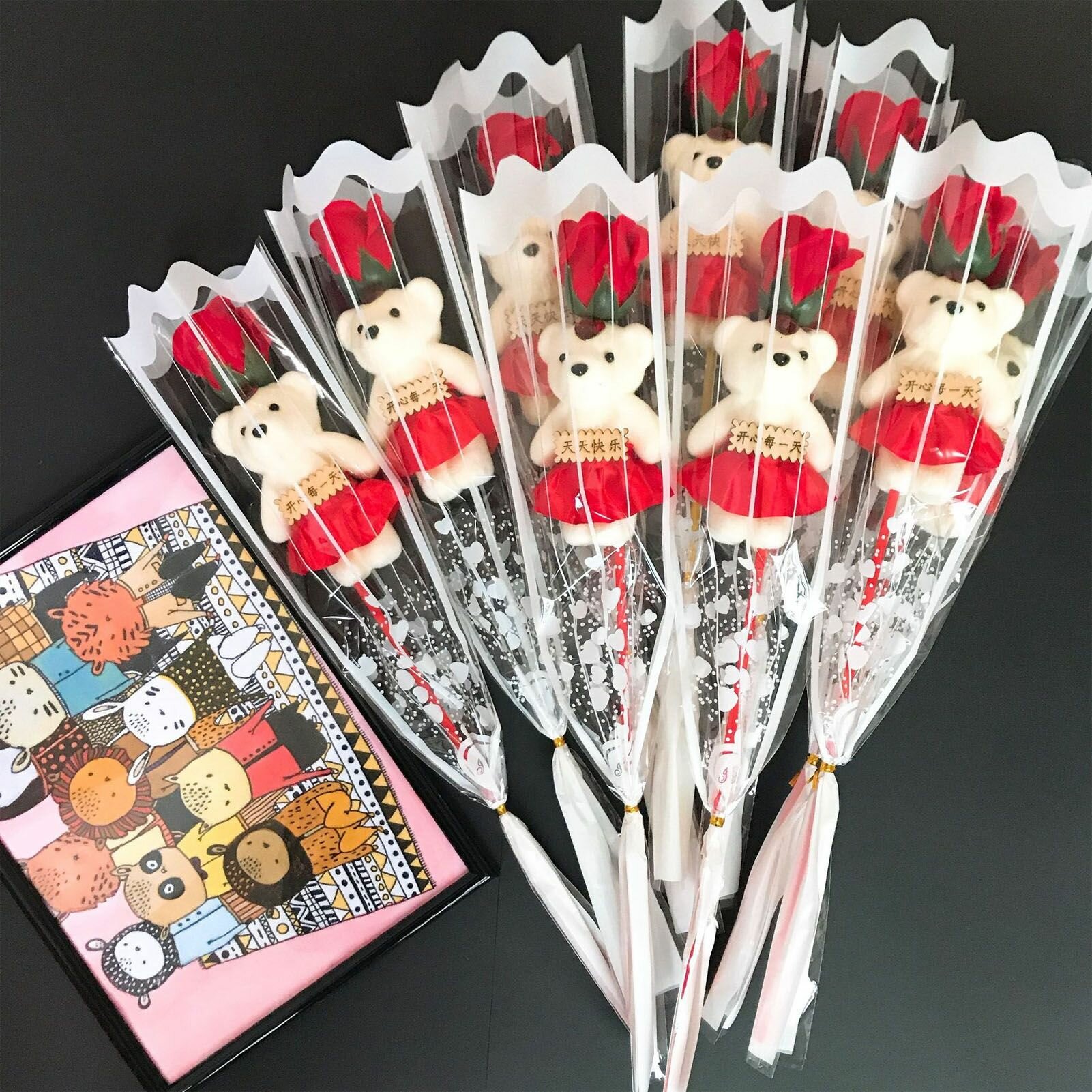 10ШТ Букет мишек Изысканные Уникальные красивые искусственные цветы для подарка на День рождения и День Святого Валентина