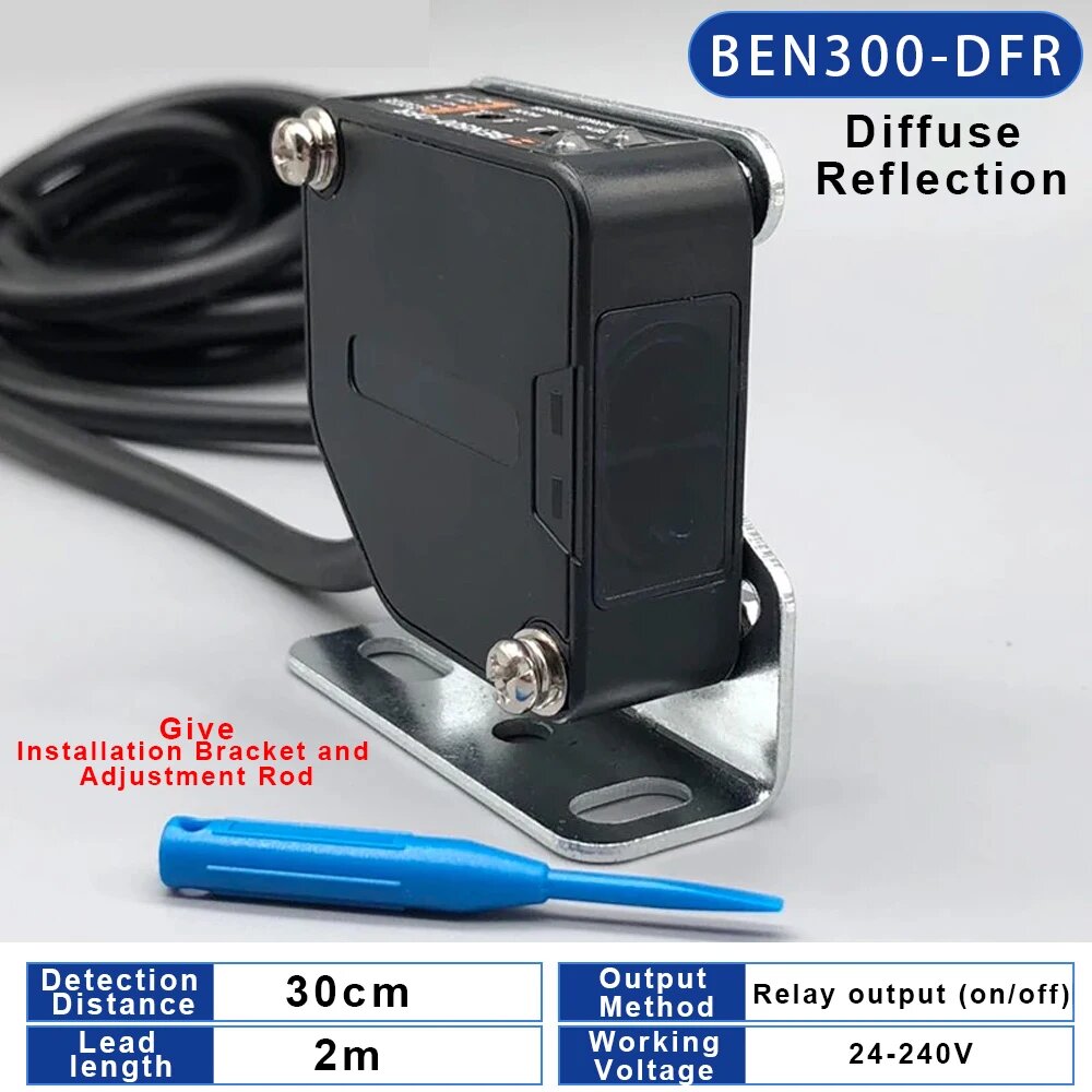 Фотодатчик Cloweit BEN300-DFR, 30см, 2м, 24-240V