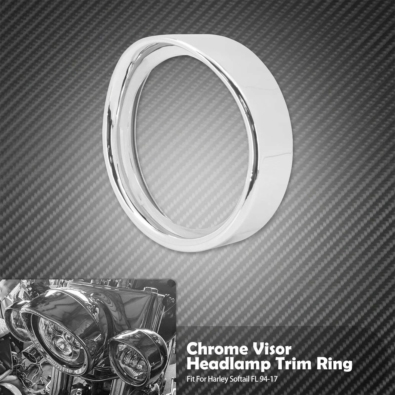 Мотоциклетный козырек, ободок фары, кольцо, светодиодная крышка фары Серебряный, Chrome Trim Ring