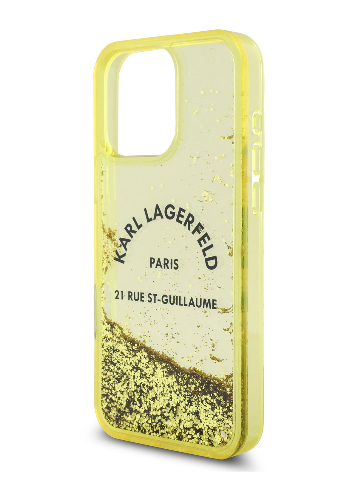 Lagerfeld для iPhone 16 Pro Max чехол Liquid Glitter RSG logo Hard Yellow