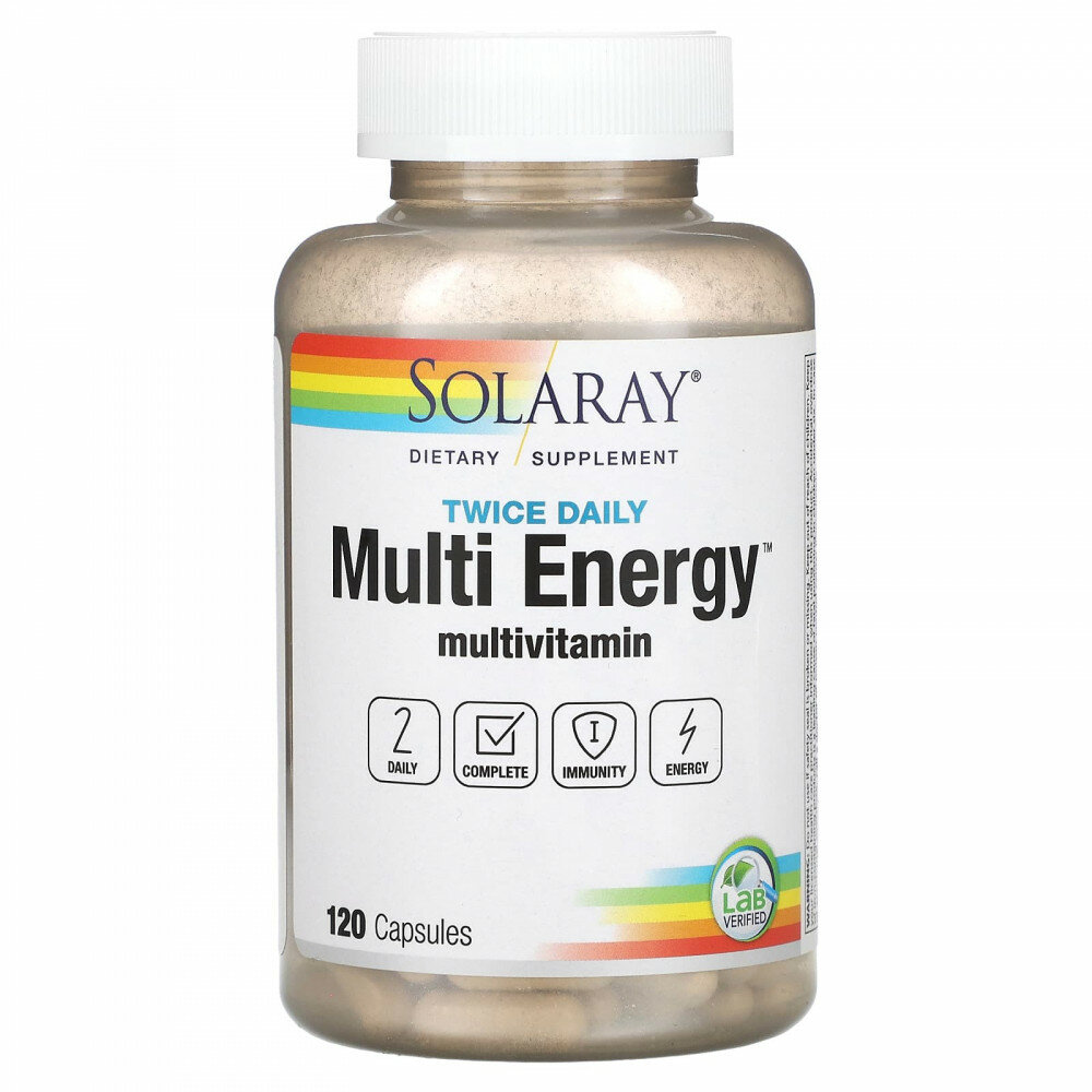 Solaray, Twice Daily, мультивитамины Multi Energy™, 120 капсул