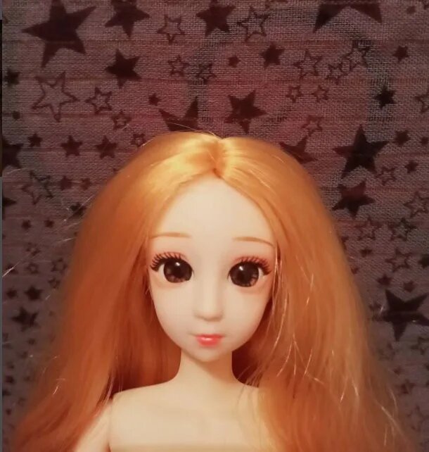 Кукольная голова fradoo 30 см фиолетово-серые волосы голубые глаза Оранжевый, Yellow