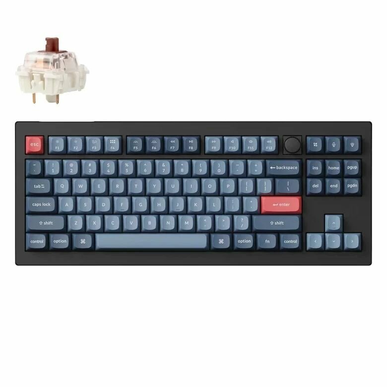 TKL (80%) механическая клавиатура Keychron V3 Max, 3 типа подключения, 87 клавиш, Carbon Black, Gateron Jupiter Brown Ru