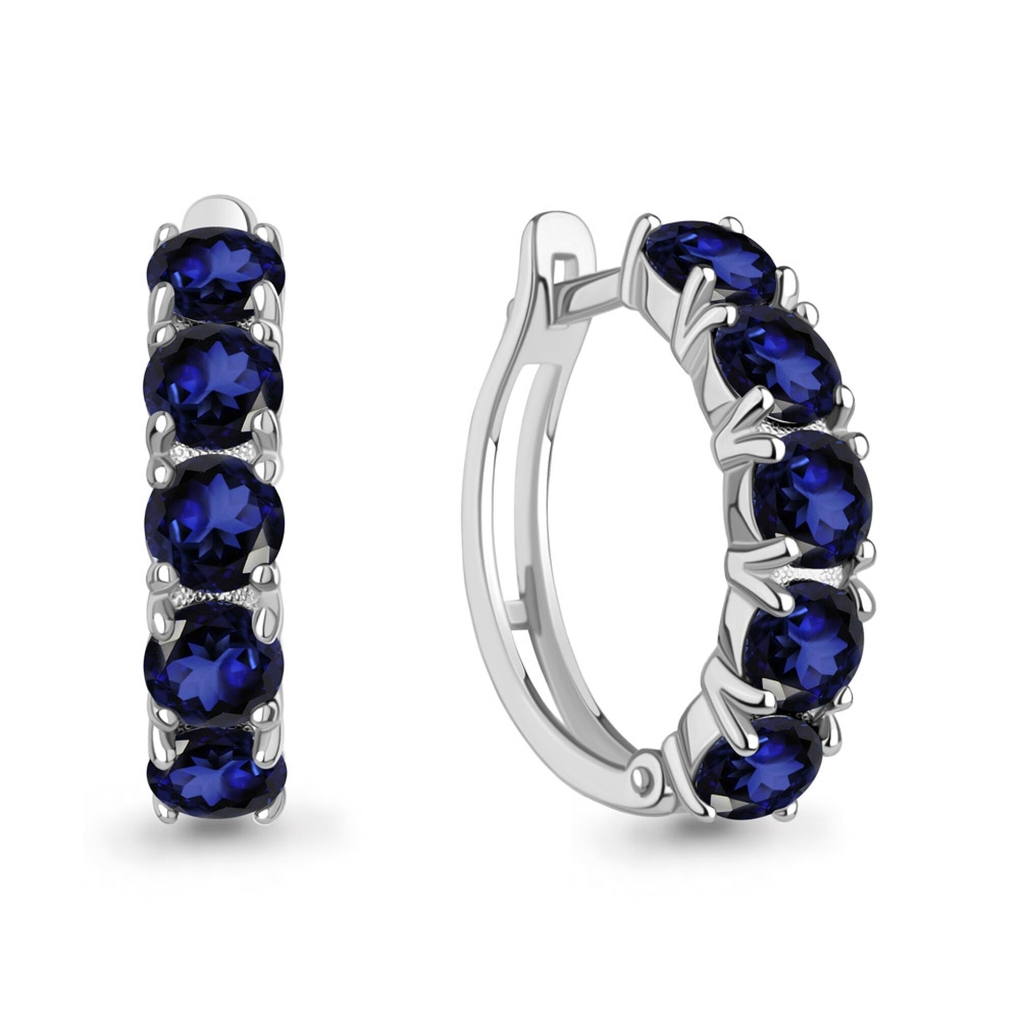 Серьги, серебро, 925 проба, родирование, сапфир синтетический