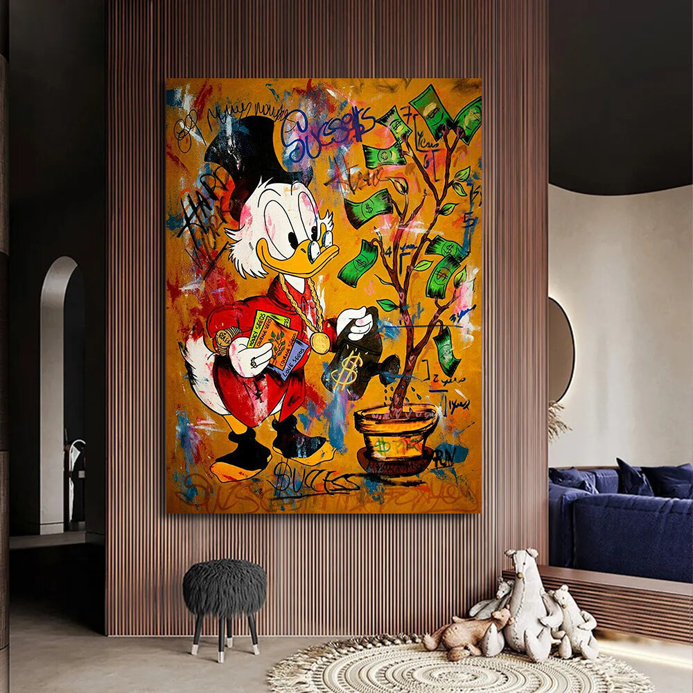 Scrooge McDuck / Скрудж Макдак , картина деньги, мотивация постер, из коллекции "Офисные картины", 40х60 см.