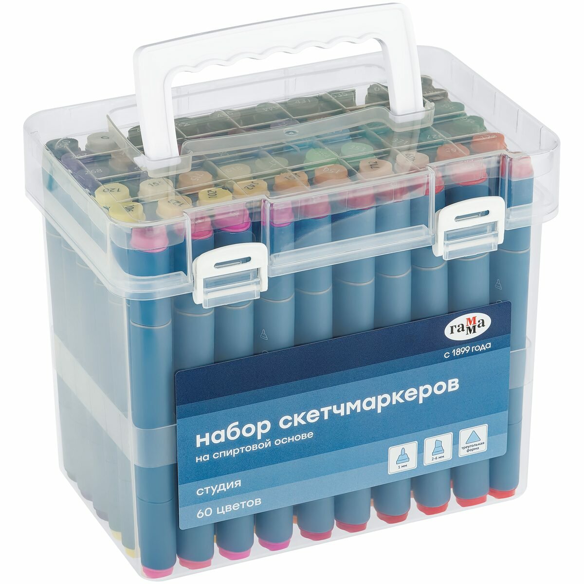 Набор маркеров для скетчинга Гамма "Студия" (60 цветов, основные цвета, корпус трехгранный) (1204P_60)