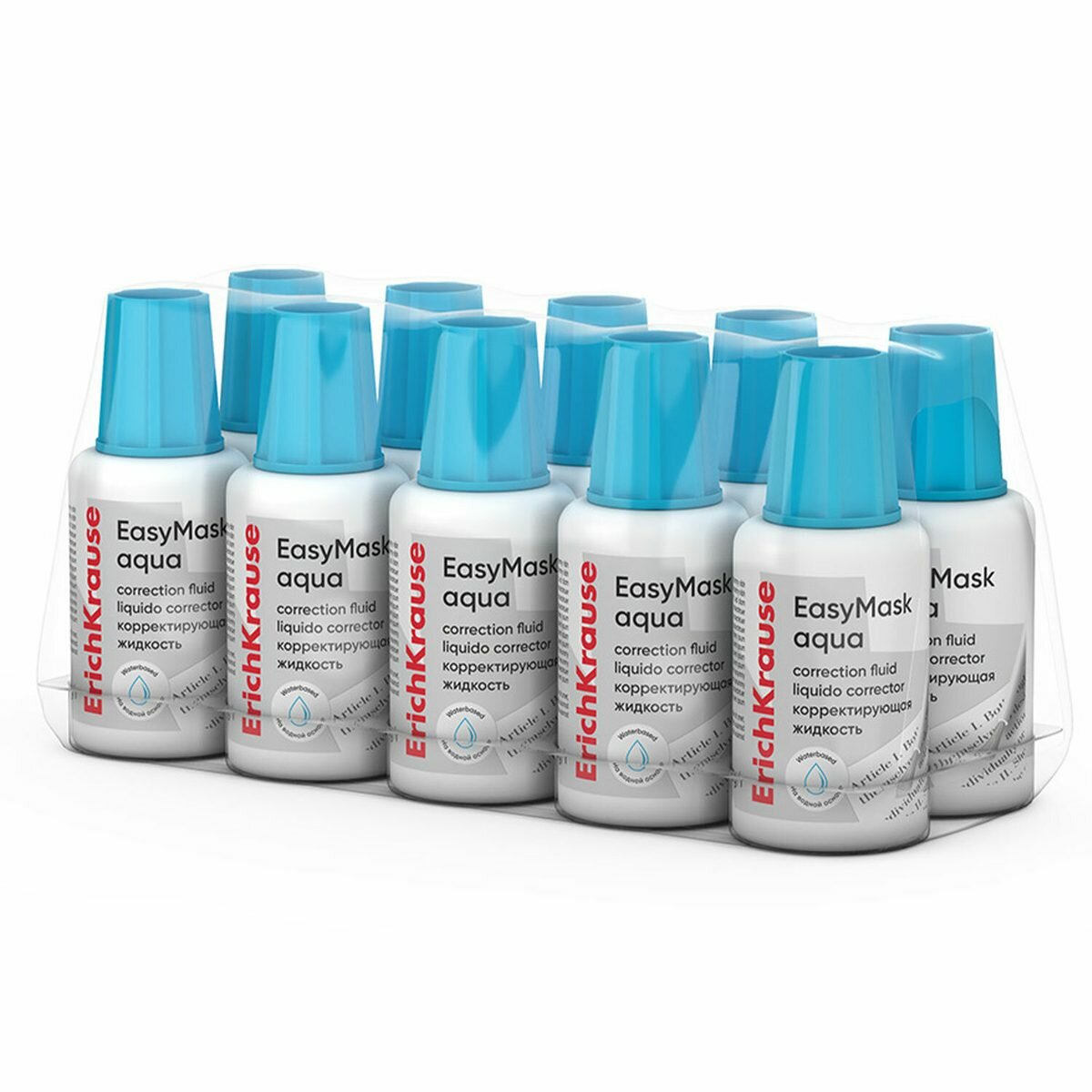 Корректирующая жидкость Erich Krause EasyMask на водной основе, 20мл, флакон с кисточкой (61926), 10шт.