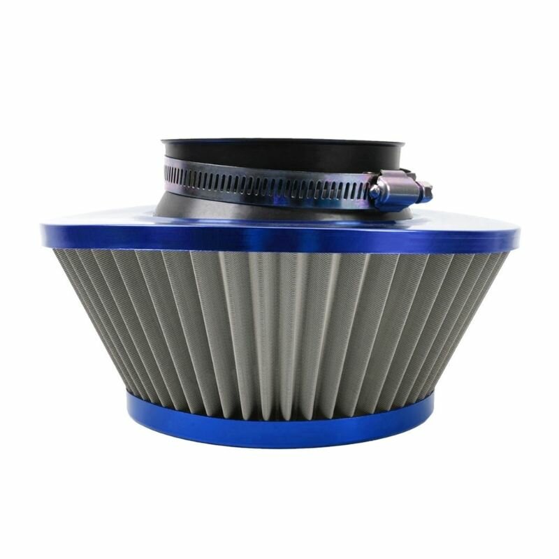 (1 шт.) Автомобильный конверсионный воздушный фильтр с плоской грибовидной головкой 76 мм - синяя сетка из нержавеющей стали