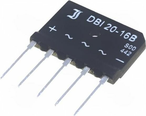 Диодный мост DIOTEC DBI20-16B трехфазный Urmax 1,6кВ If 20А Ifsm 200А THT 1 шт