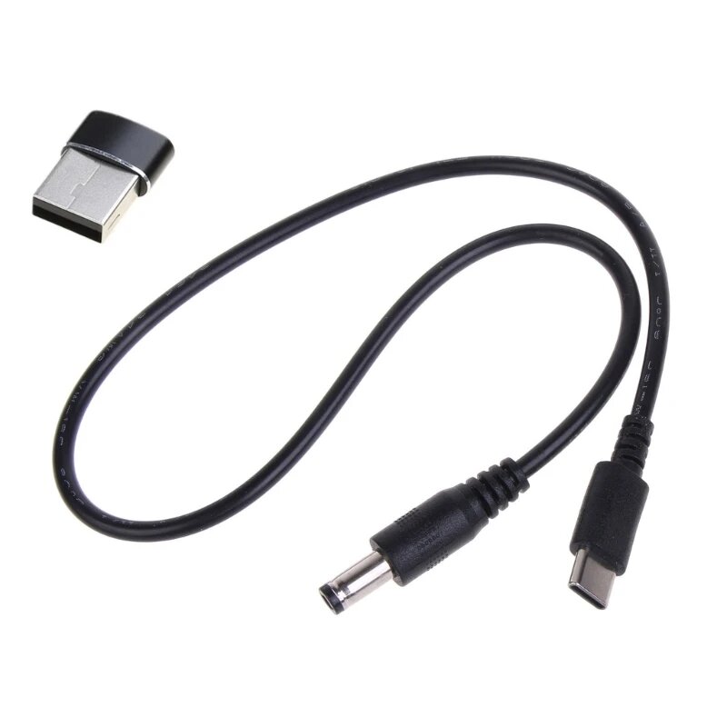 Кабель питания OOTDTY USB Type-C PD на DC 5.5x2.1mm 40cm, 5V
