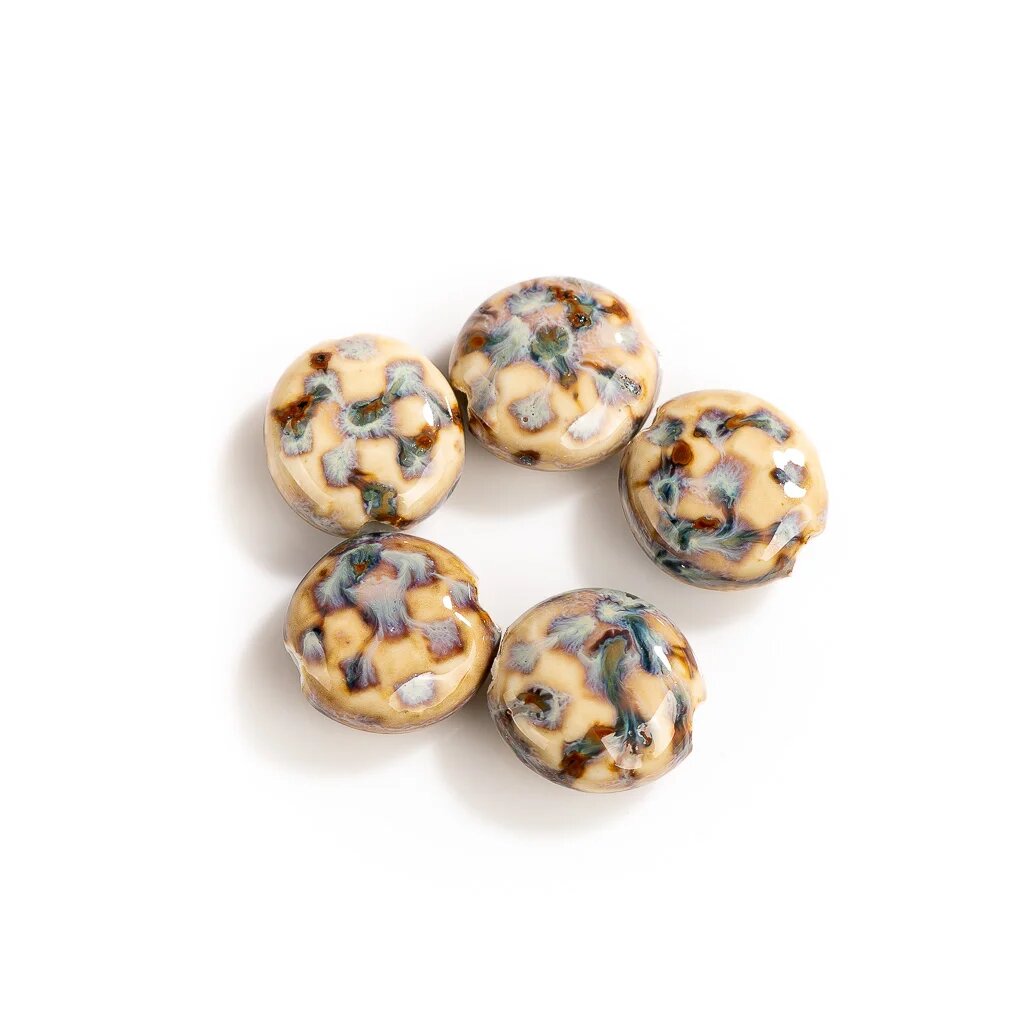 Керамические бусины Midofare с леопардовым принтом 5pcs-20mm-XN1931