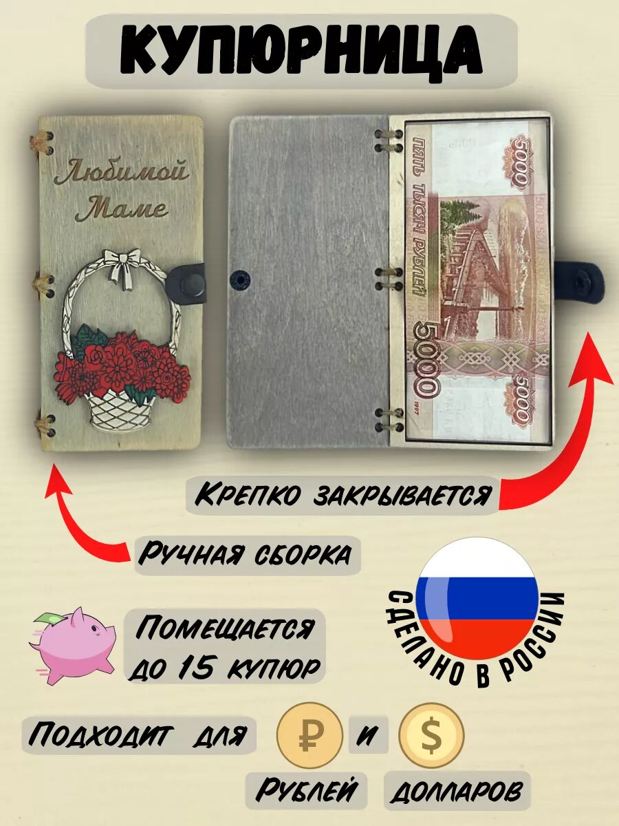 Купюрница открытка-конверт для денег Любимой маме