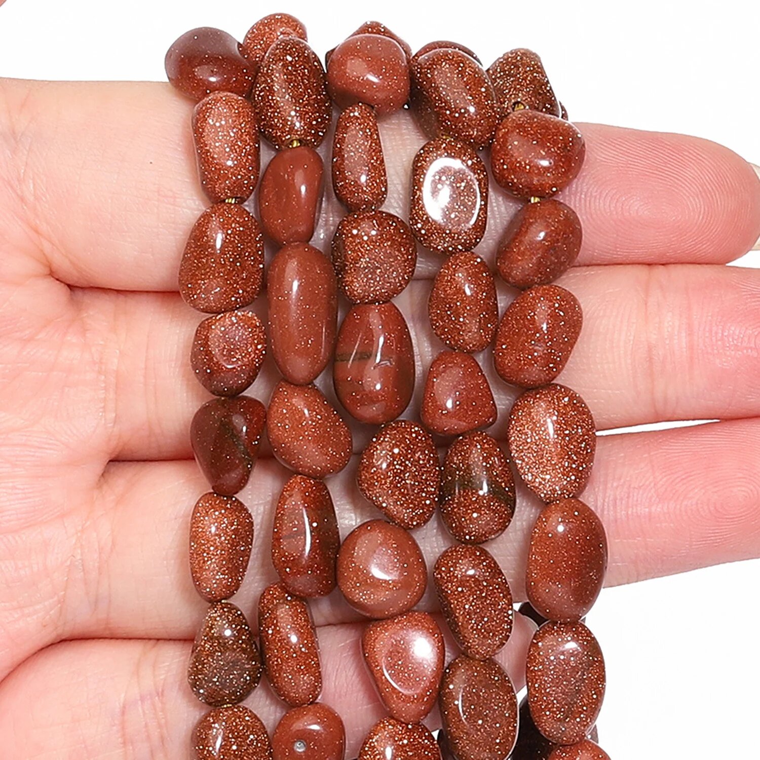 Бусины из красного яшмы, розового кварца и индийского агата nociuciu Коричневый, goldsand stone