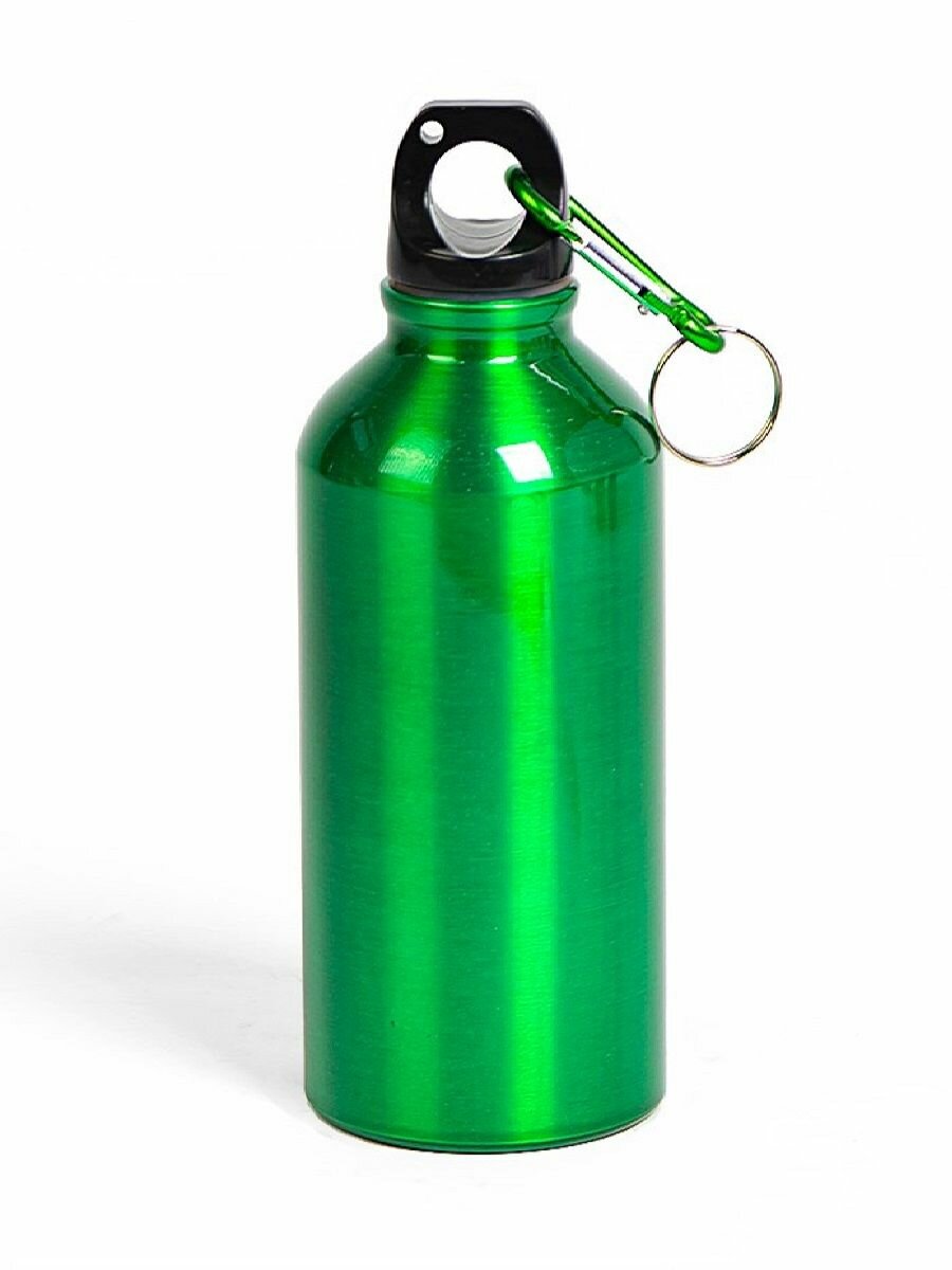 Бутылка для воды "Mento", алюминиевая с карабином, 400 мл, зеленый