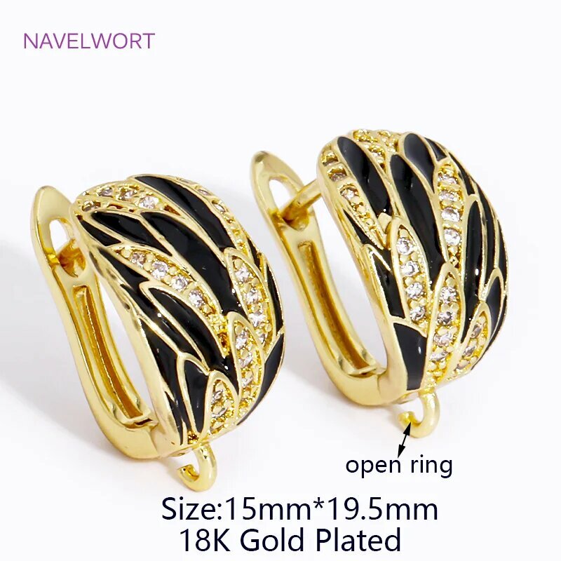 Серьги NAVELWORT 18K Gold Plated с цирконами, 15*19.5 мм