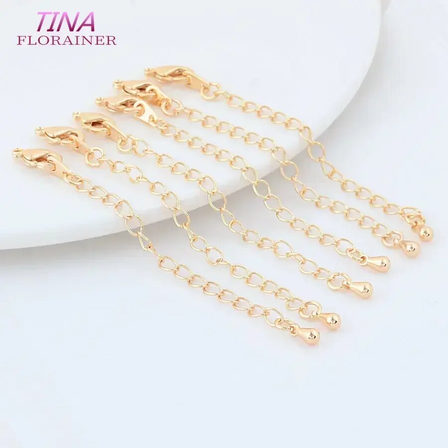 6 шт. удлинительная цепочка золотого цвета 14K, Style 19
