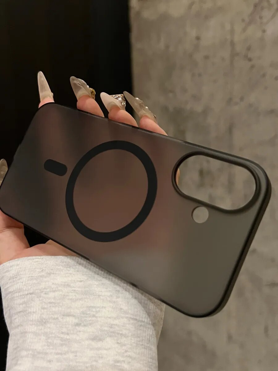 Чехол О'кейси, для iPhone 16, MagSafe, силиконовый, чёрный/прозрачный — фото 1