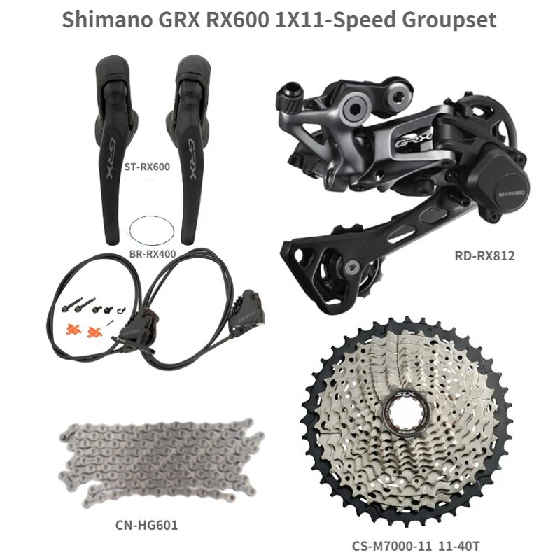 SHIMANO GRX RX600 1X11 Скоростной групповой набор для шоссейного велосипеда Cassette 11-40T