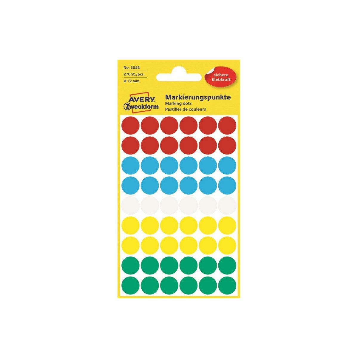 Этикетки самоклеящиеся Avery Zweckform точки (d=12мм, 54шт. на листе, 5 листов) (3088)