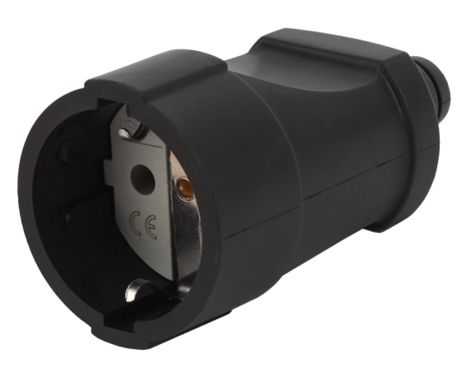 Розетка переносная ЭРА Rx4-B, 16A прямая с заземлением, цвет черный, Б0039683, одно место / механизм силовой кабельный