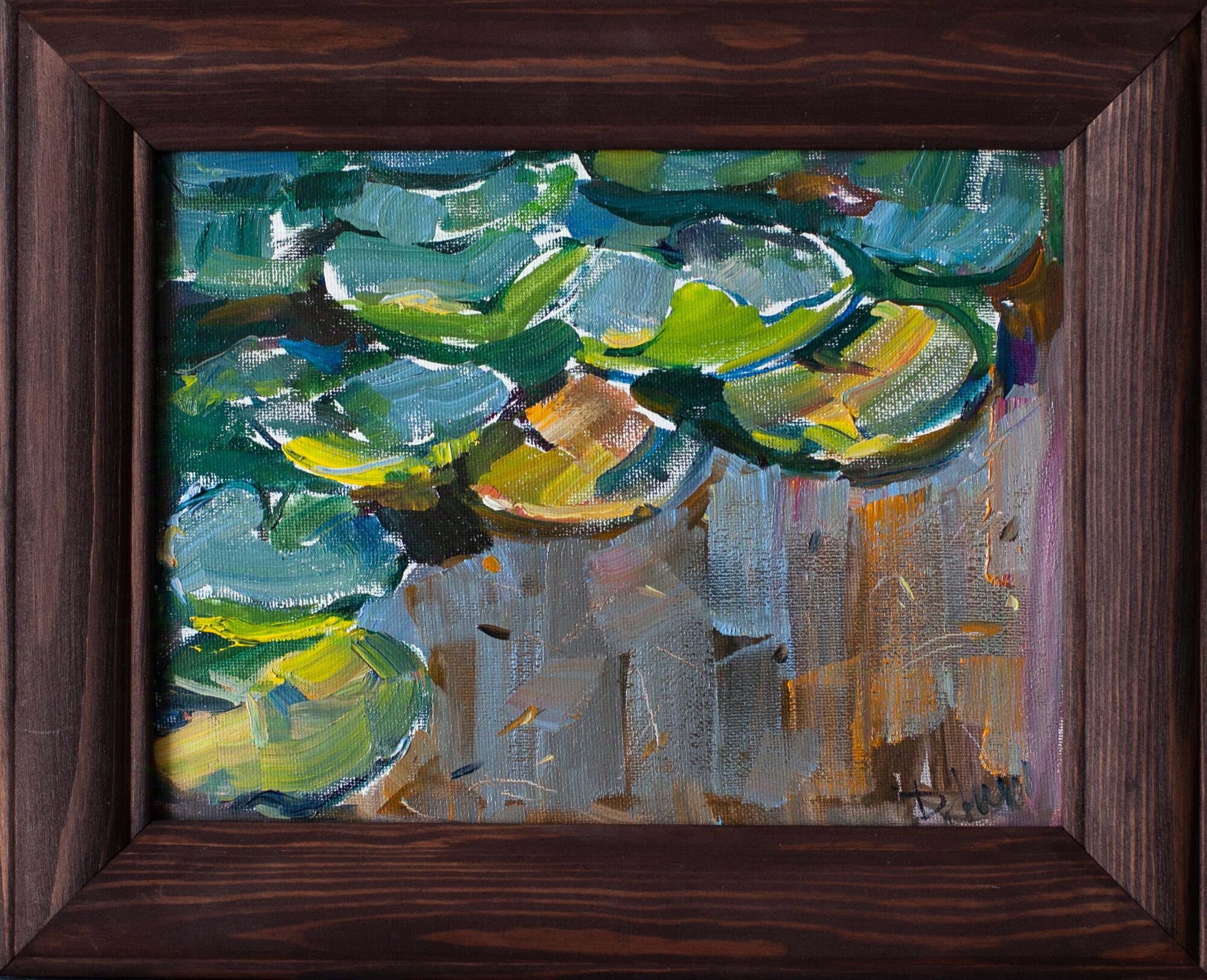 Картина маслом 18х24см - "Кувшинки" художник Нехотящая Диана