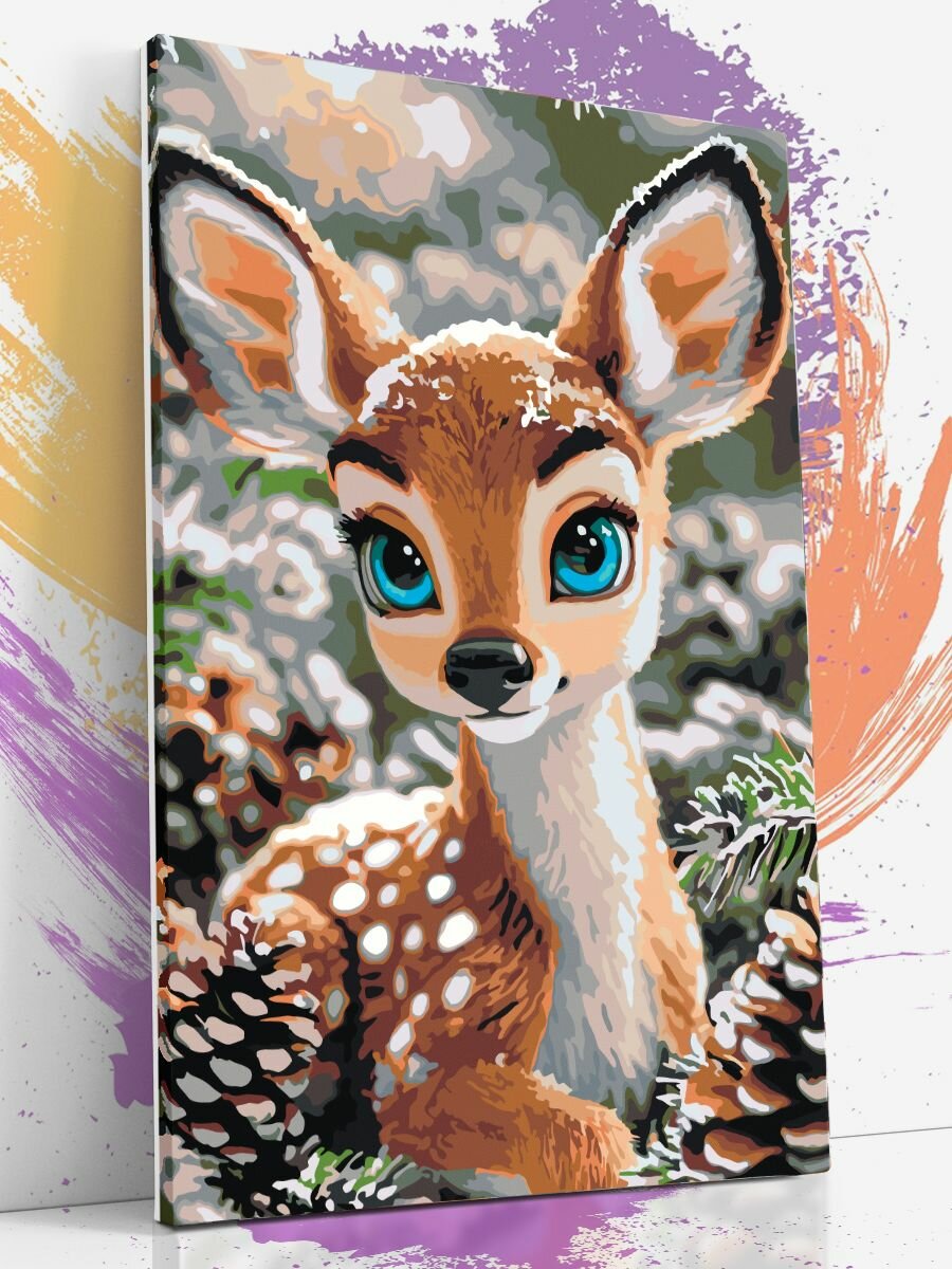 Картина по номерам на холсте с подрамником, "Оленёнок", 40х60 см