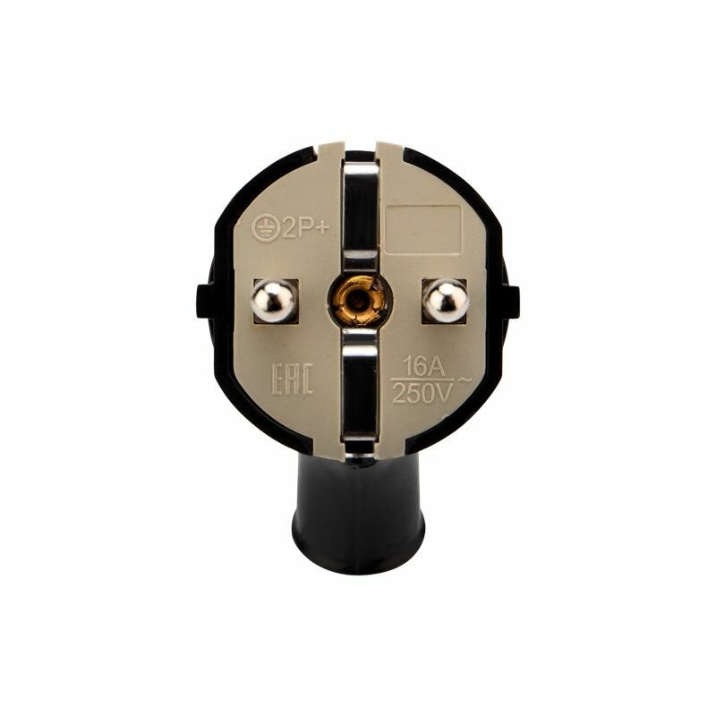 Вилка Евро угловая с з/к 16А с кольцом черная REXANT