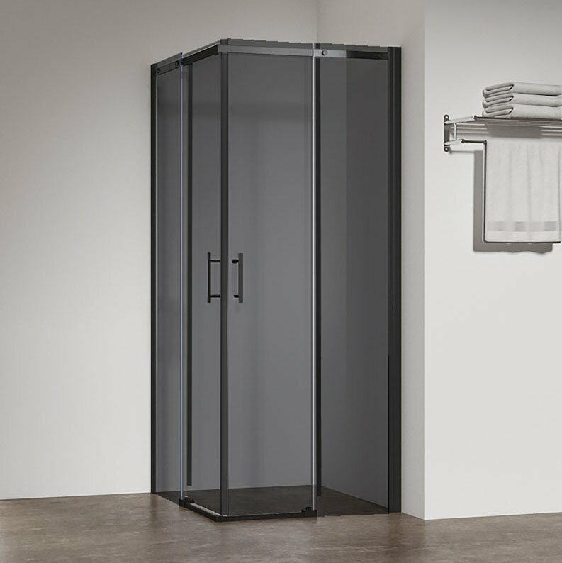 Душевой уголок Veconi Rovigo RV-50B 110х90 см, профиль матовый черный, стекло тонированное