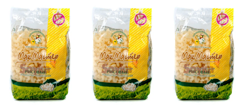 Макаронные изделия рисовые МакМастер, рифленая трубочка, 300 гр, 3 шт