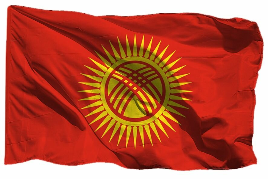 Флаг Республики Кыргыстан, 70х105 см на сетке для флагштока