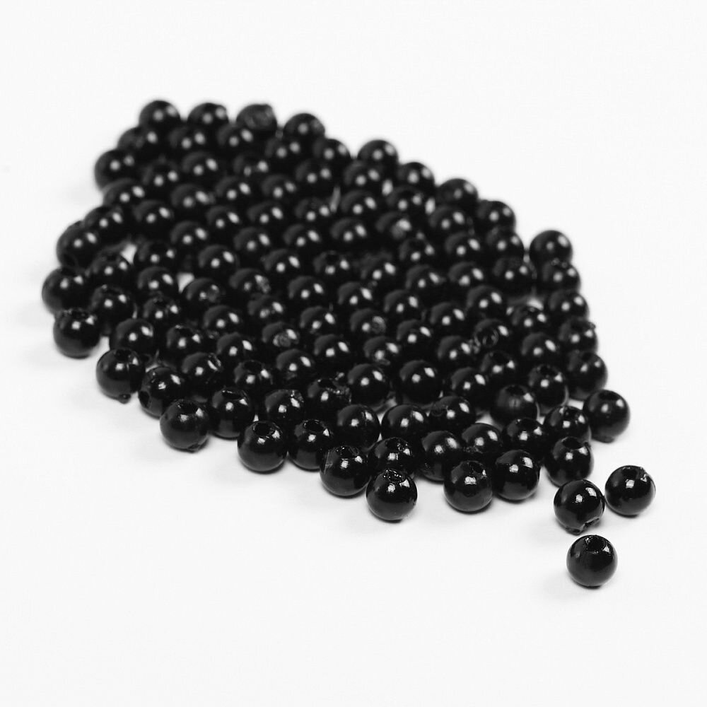 Бусины Magic 4 Hobby круглые, перламутр, 4 мм, черный, упаковка 50 г, 1500 шт (БУС. MH. КР.04.002.01)