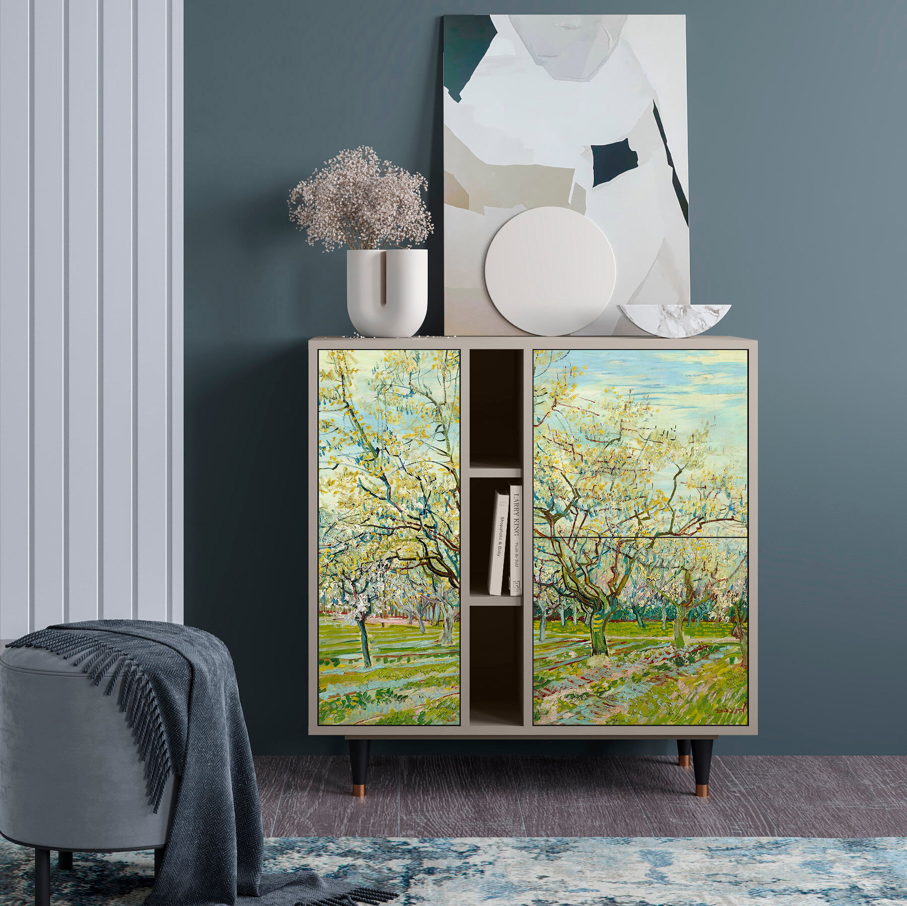 Комод - STORYZ - BS5 The White Orchard by Van Gogh, Размер - 94 x 96 x 41 см, Цвет корпуса - , Сатин