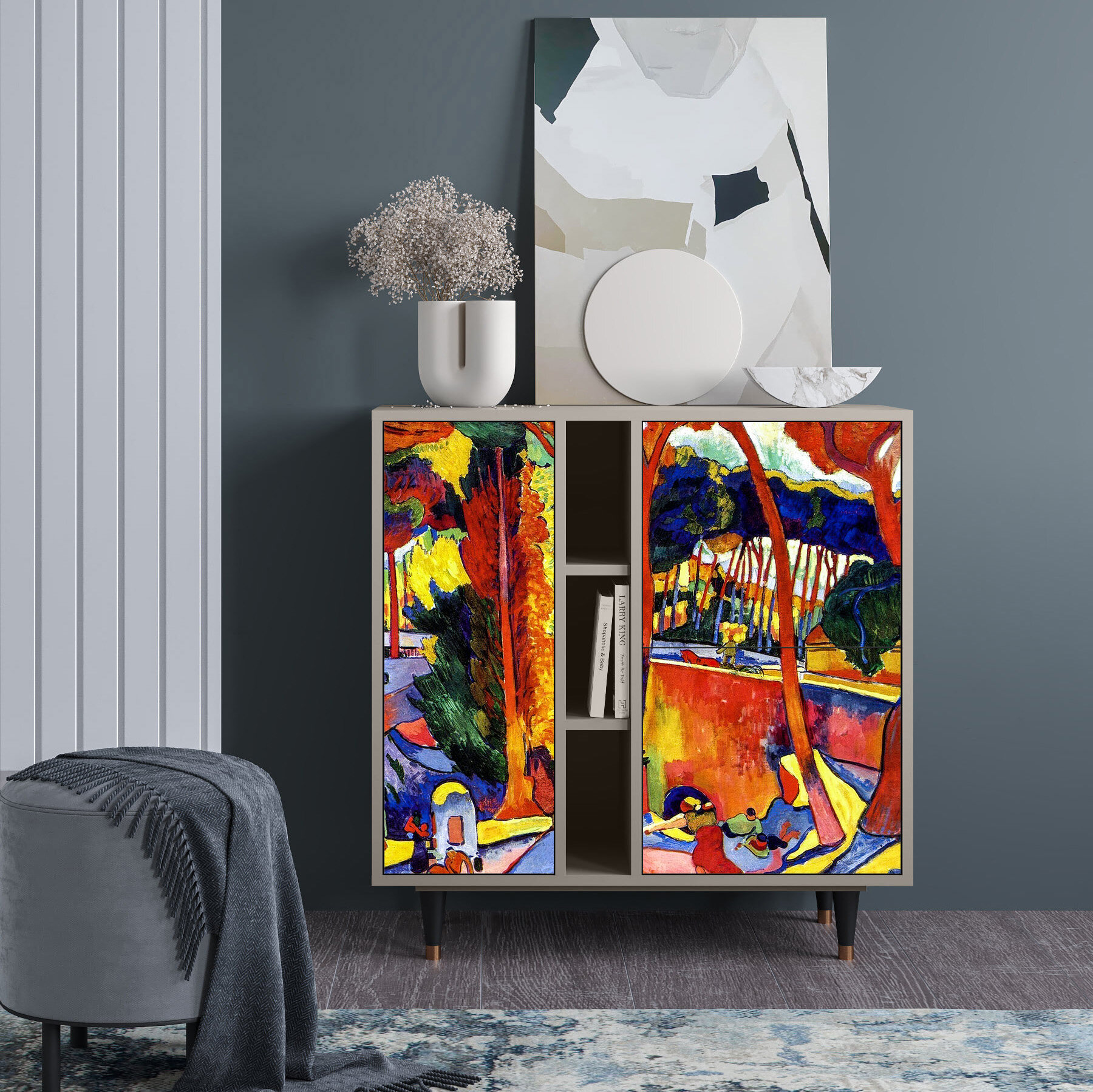 Комод - STORYZ - BS5 The Turning Road by Andre Derain, Размер - 94 x 96 x 41 см, Цвет корпуса - , Сатин