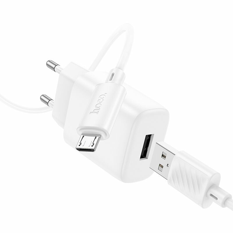 Сетевое зарядное устройство + кабель Micro USB Hoco — фото 1