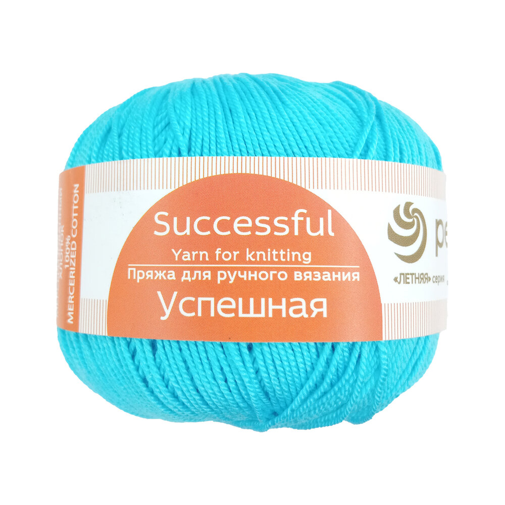 Пряжа для вязания Пехорка Успешная 223 светлая бирюза 2 шт 50 гр/220 м 100% мерсеризованный хлопок