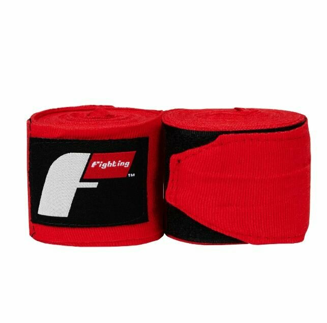 Fighting Semi-Elastic 180" Hand Wraps, Полуэластичные боксерские бинты для рук с застежкой-липучкой, цвет красный