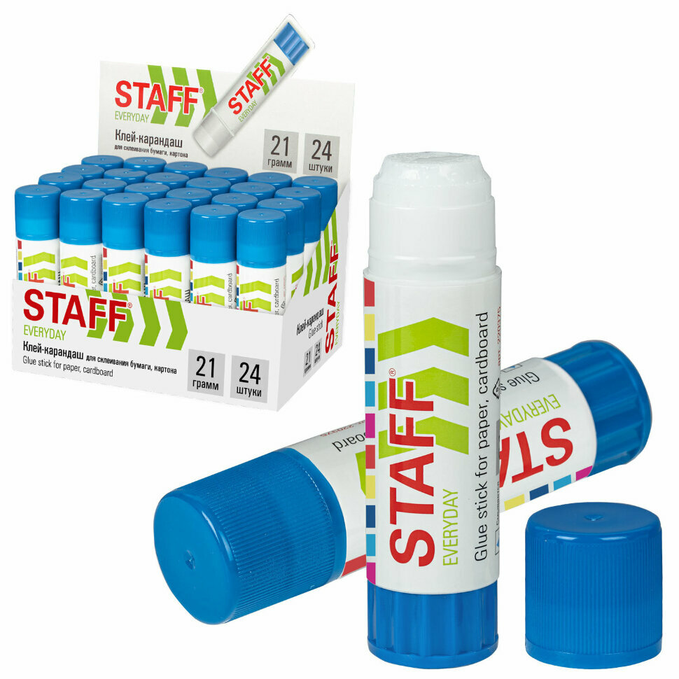 Клей-карандаш STAFF "EVERYDAY", 21 г, 220375, 220375