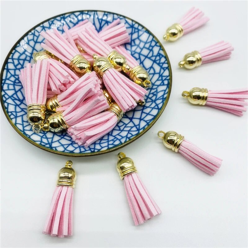 Искусственные кожаные кисточки для декора, 8 шт. Розовый, 03