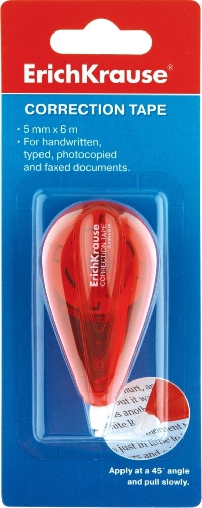 Корректор-лента Erich Krause На основе растворителя, 5 мм, 6 м, блистер (34639)